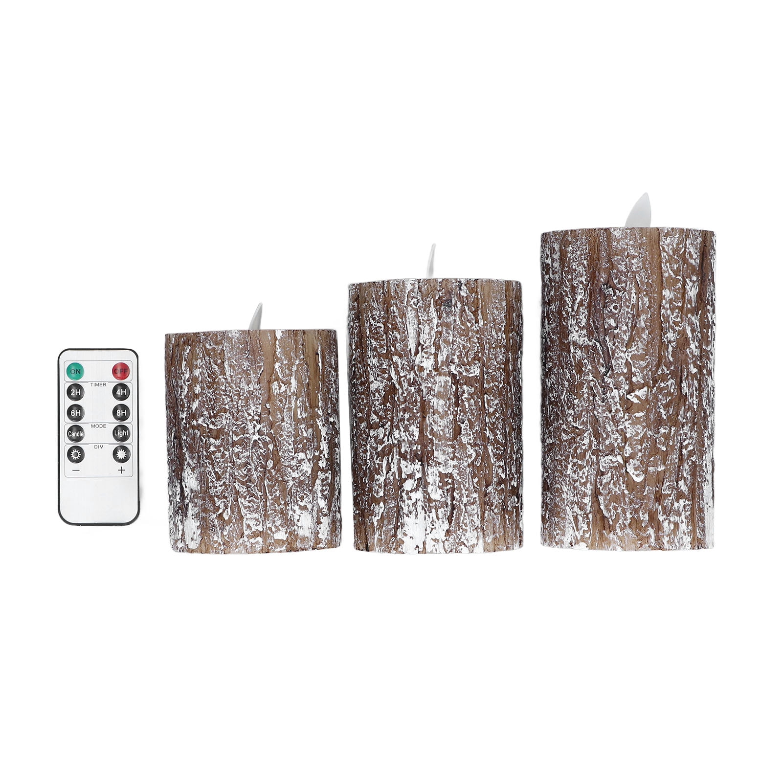 3Pcs LED Candles Pine Tree Dimmable Remote Control Warm Light Eco ...