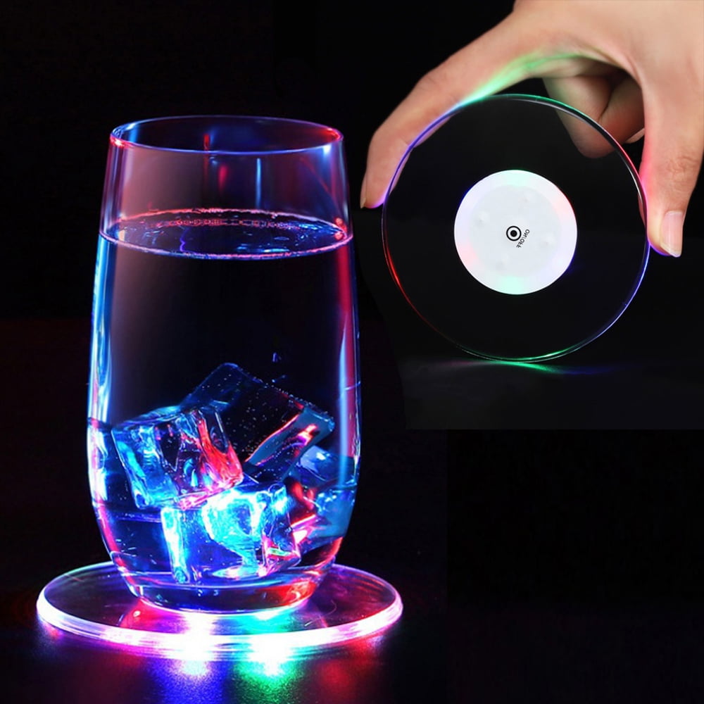 3Pcs LED Cup Holder Lights, Car Coasters with 7 Colors luminous Cup Pad ...