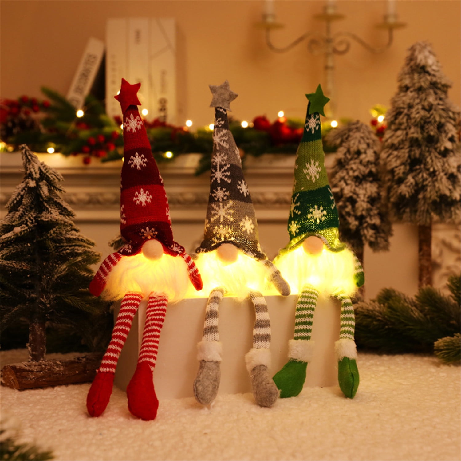 3Pcs LED Lighted Christmas Gnomes Tomte Elf Doll with Dangling Legs ...