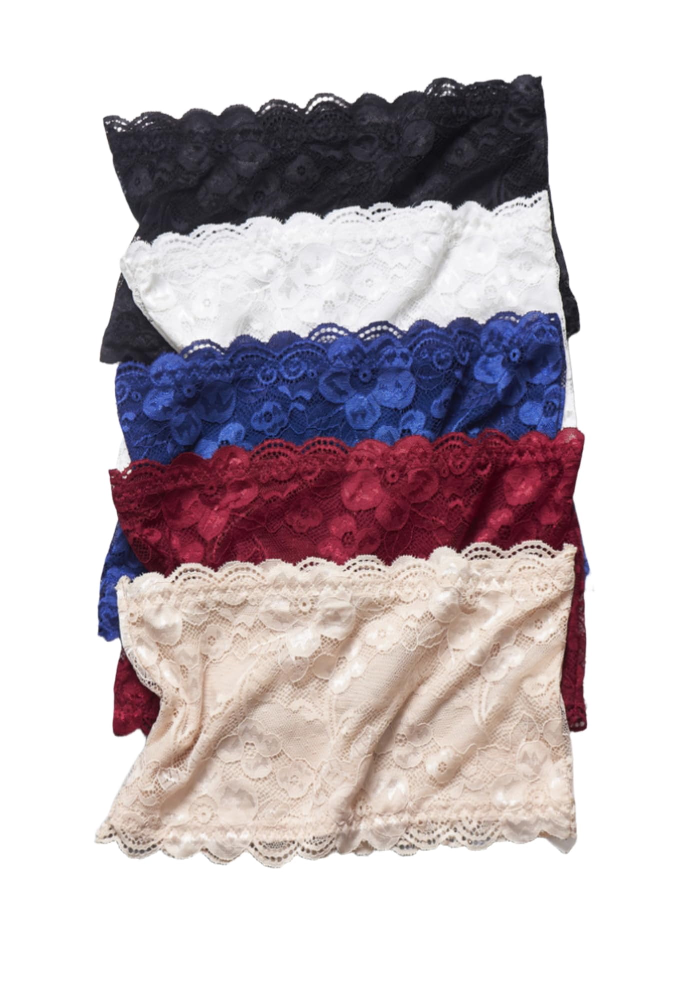 3Pcs Lady Floral Lace Tube Top Bandeau Strapless Bras Seamless Stretchy ...