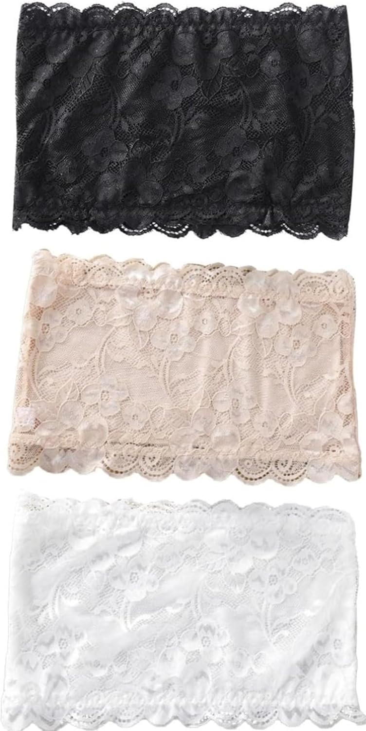 3Pcs Lady Lace Wearable Mock Camisole Bra Insert Overlay Modesty Panel ...