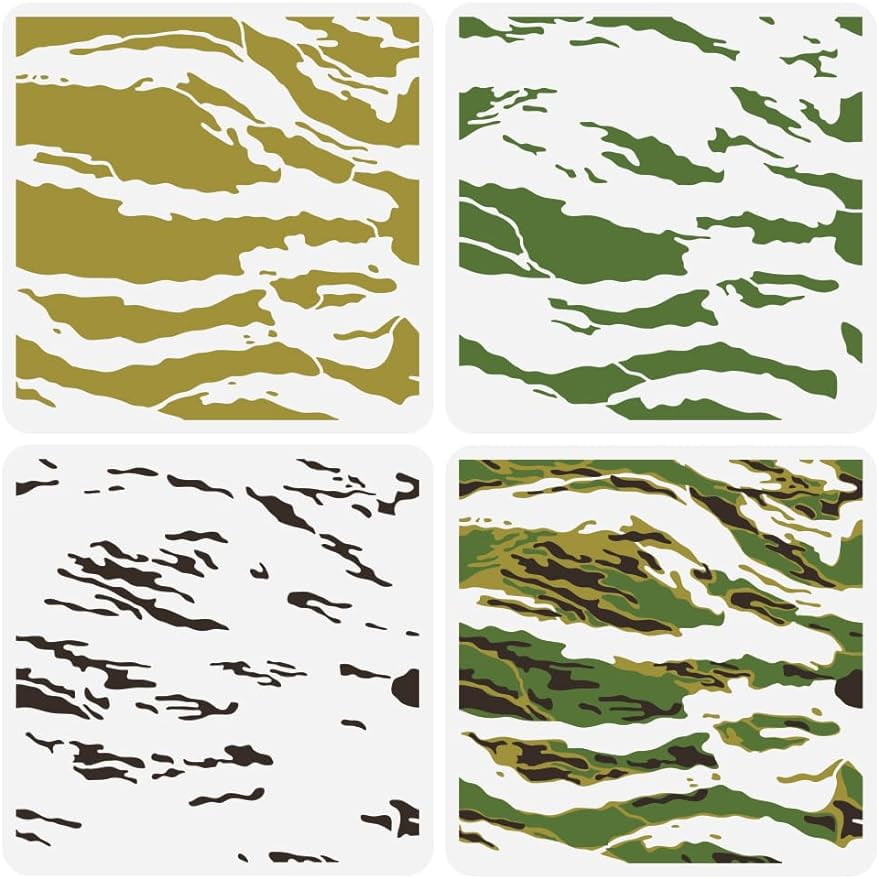 3Pcs Layered Tiger Stripe Camouflage Painting Stencil Drawing Template ...