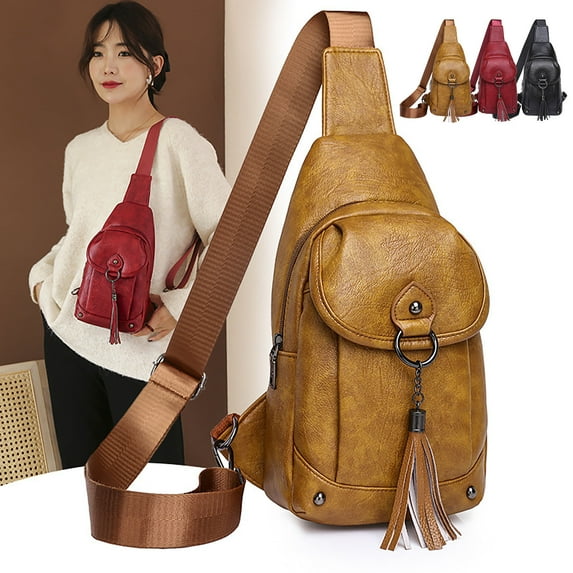 3Pcs Leather Shoulder Bag, Yrmaups Leather Shoulder Bag, Women's Large ...