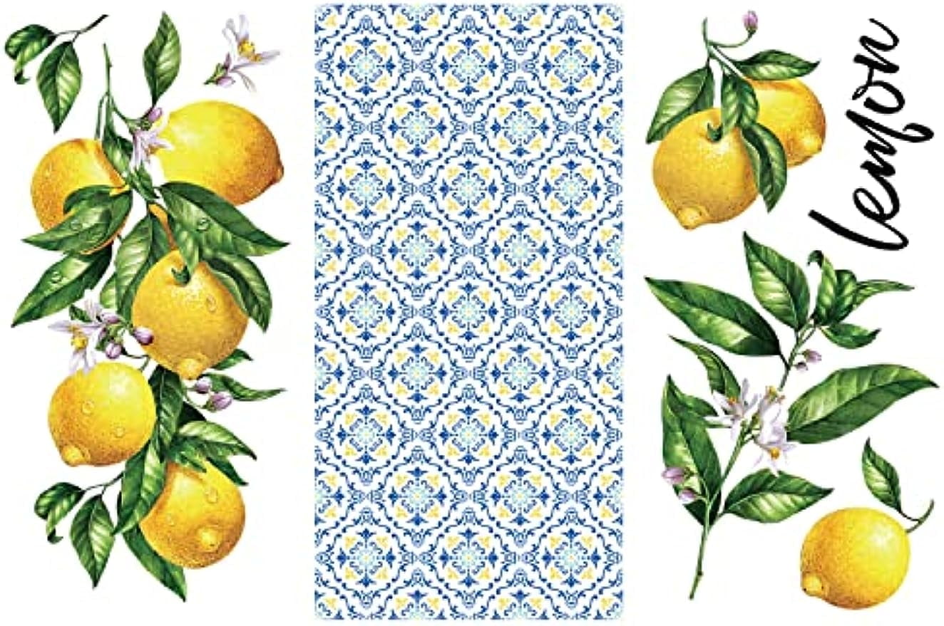 3Pcs Lemon Theme Decor Transfers 6x12 inch Furniture Transfer Stickers ...