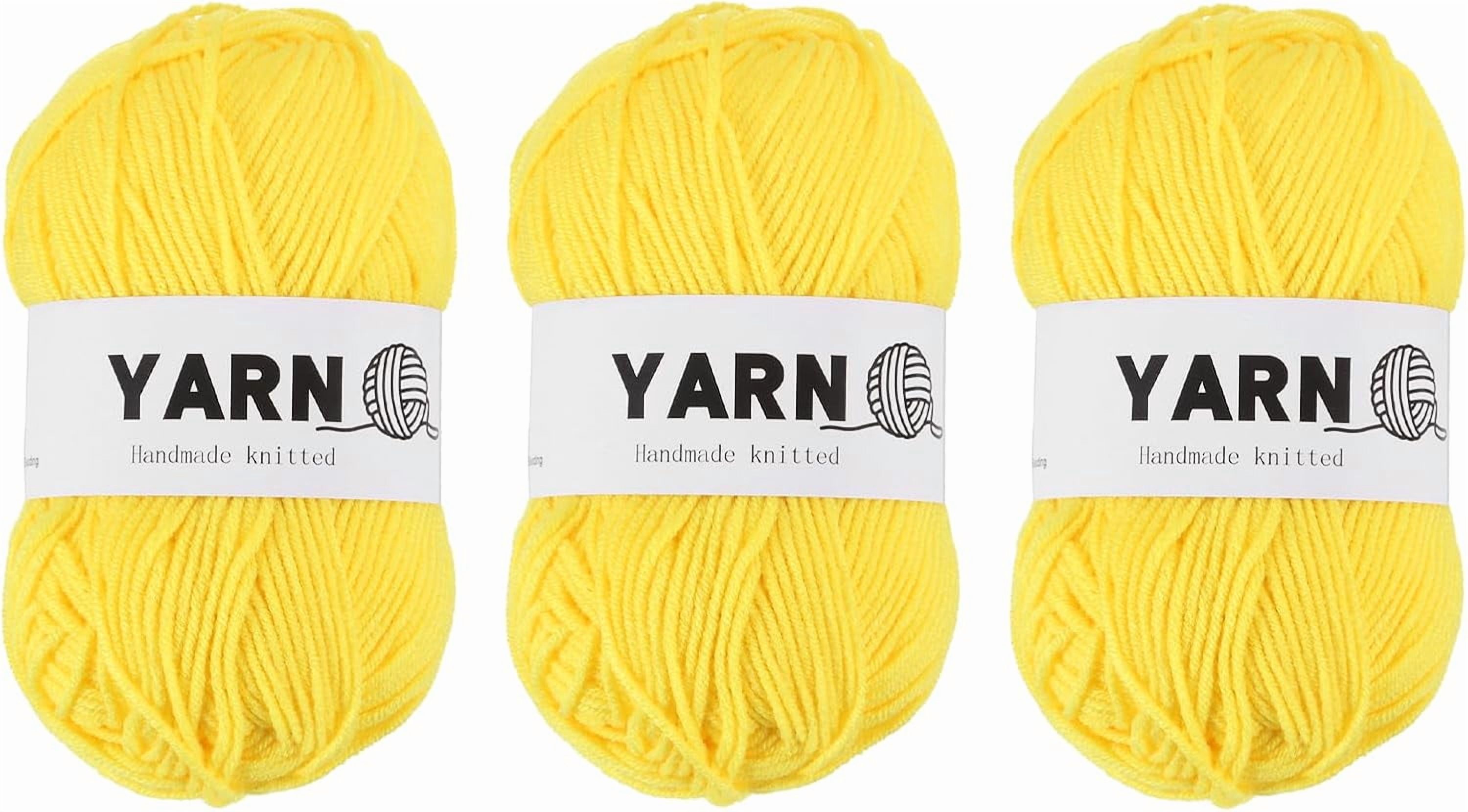 3Pcs Lemon Yellow Acrylic Yarn 400 Yard 4 Ply Soft Crochet Yarns Sport ...