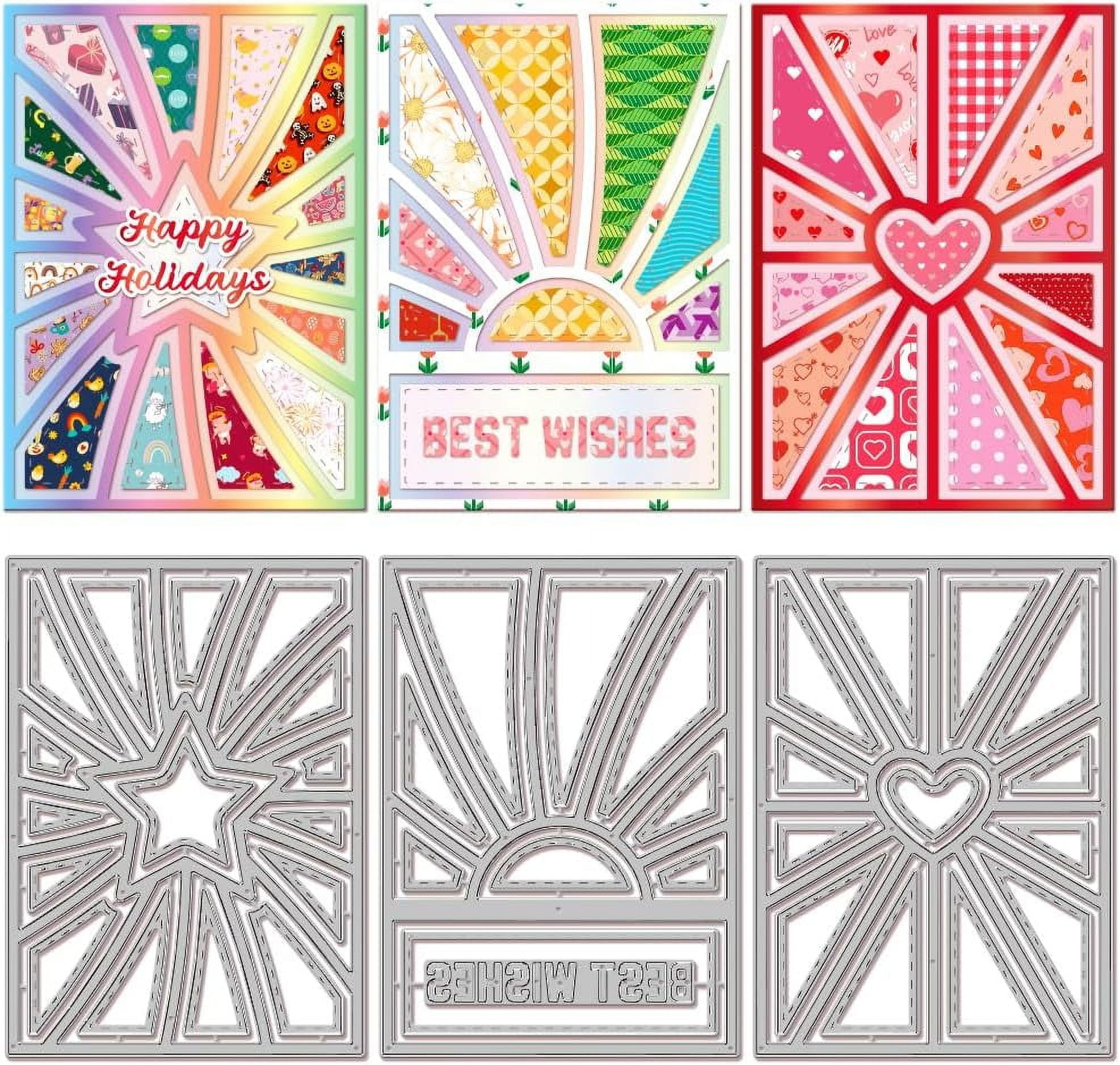 3Pcs Line Background Cutting Dies for Card Making Rectangle Grid Frame ...