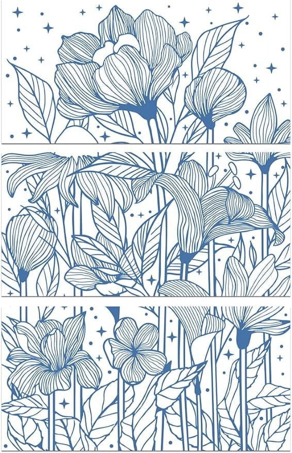 3Pcs Linear Flower Theme Rub on Transfer Stickers Furniture Decor ...