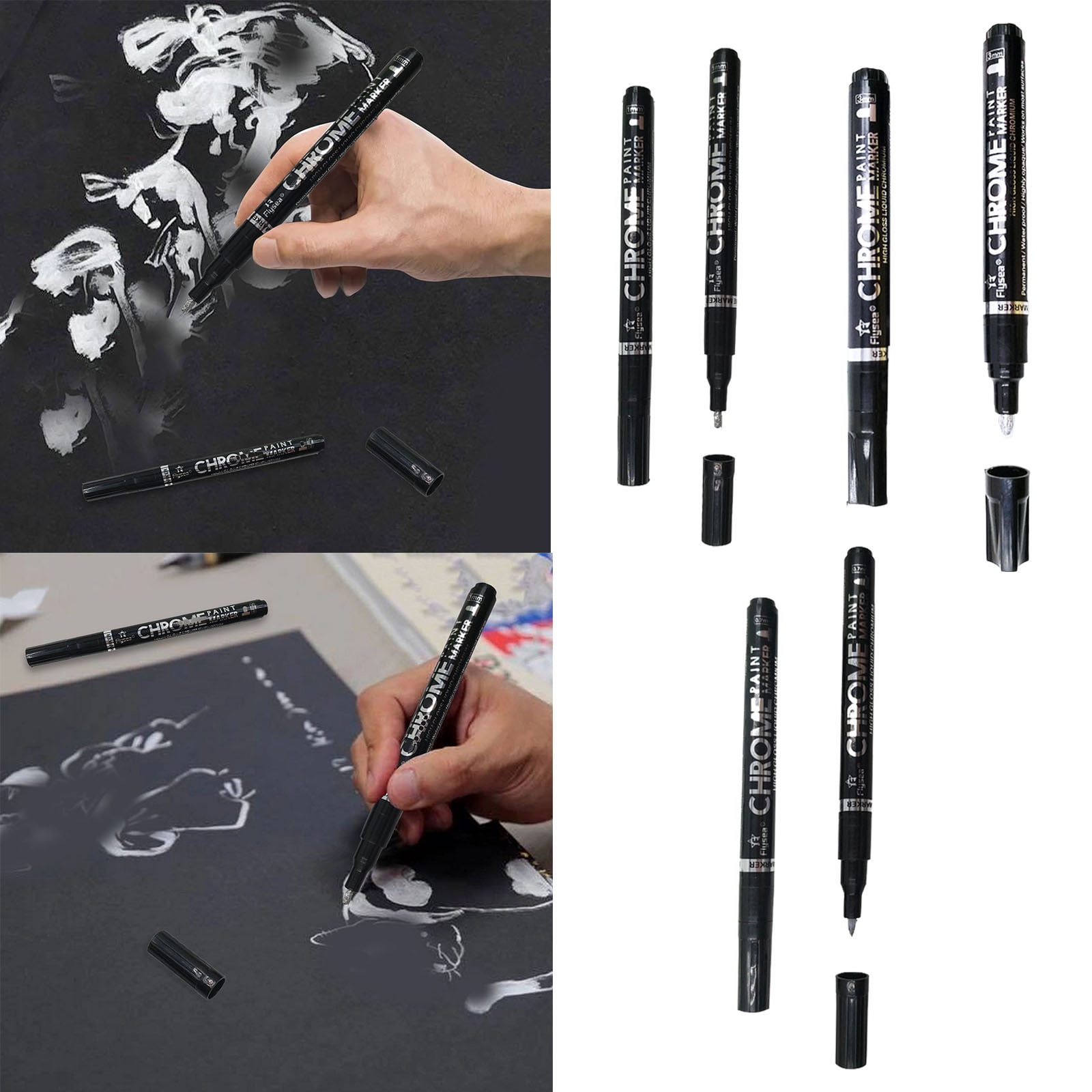 3Pcs Liquid Chrome Paint Markers,Gloss Mirror Marker,Oil-based ...