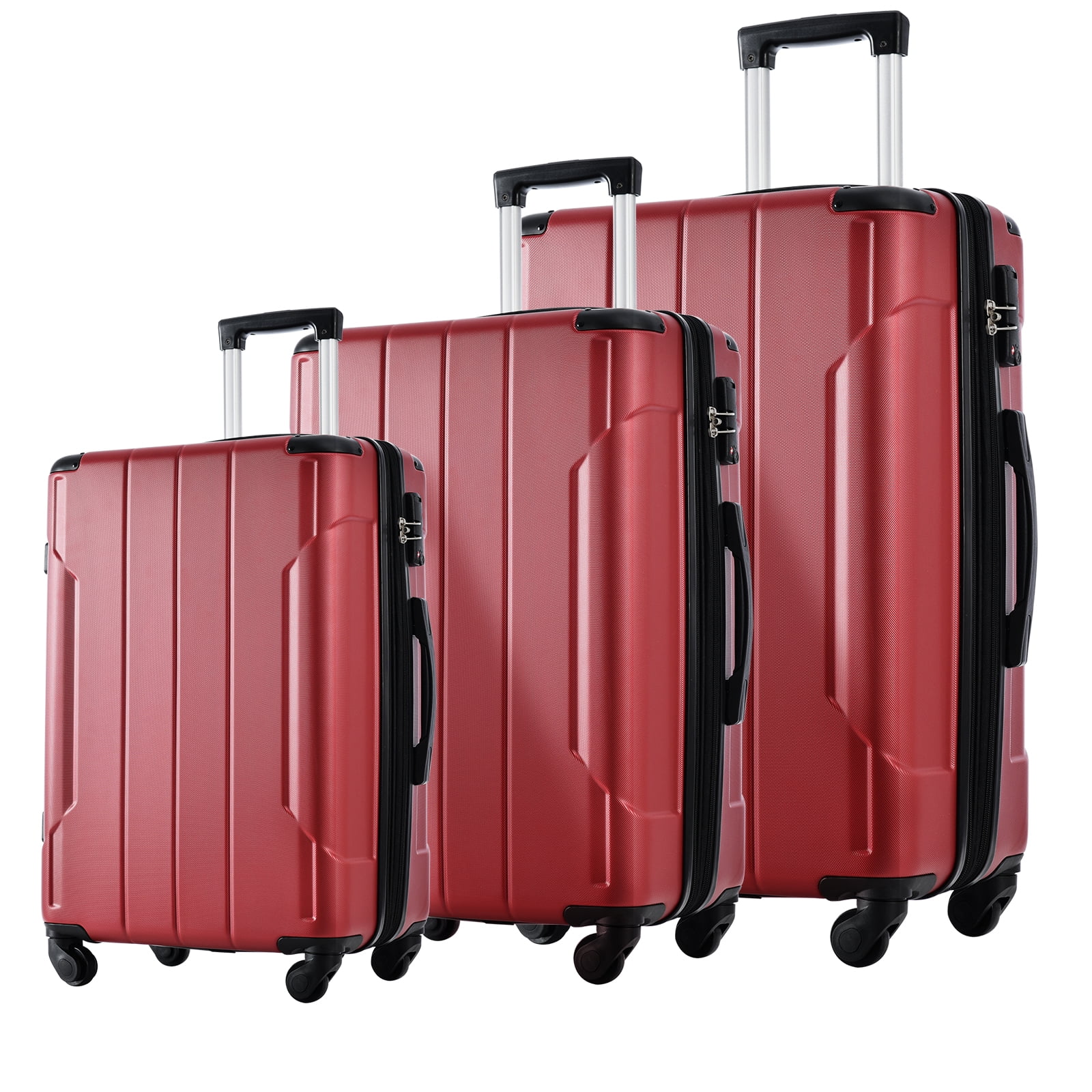 3Pcs Luggage Sets 20'' 24'' 28'' 3 Sizes Suitcase With Spinner Wheels ...