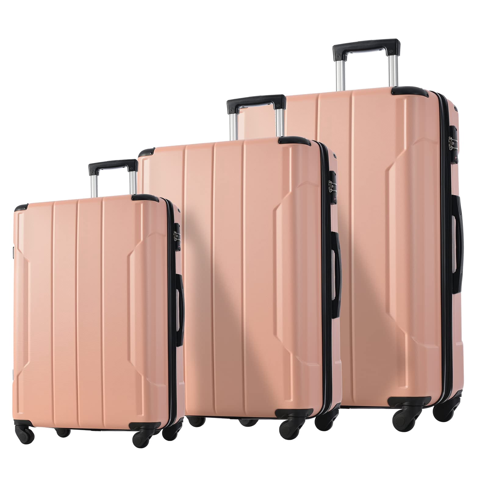 3Pcs Luggage Sets 20'' 24'' 28'' 3 Sizes Suitcase With Spinner Wheels ...