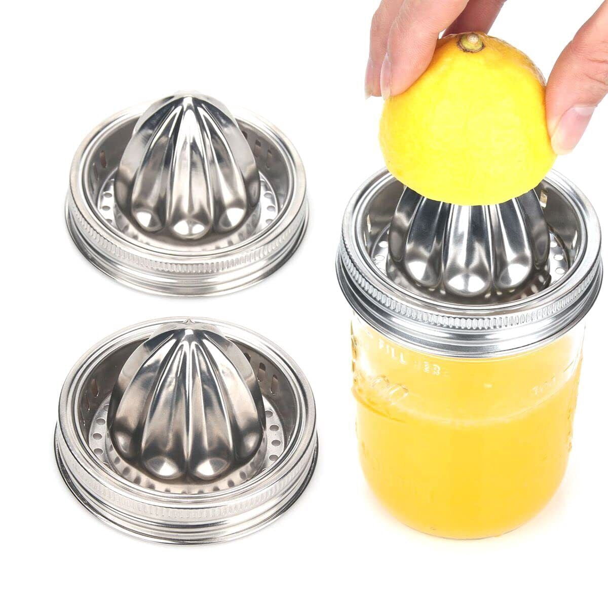 3Pcs Manual Juicer, Mason Jar Stainless Steel Juicer Lid, Citrus Reamer ...