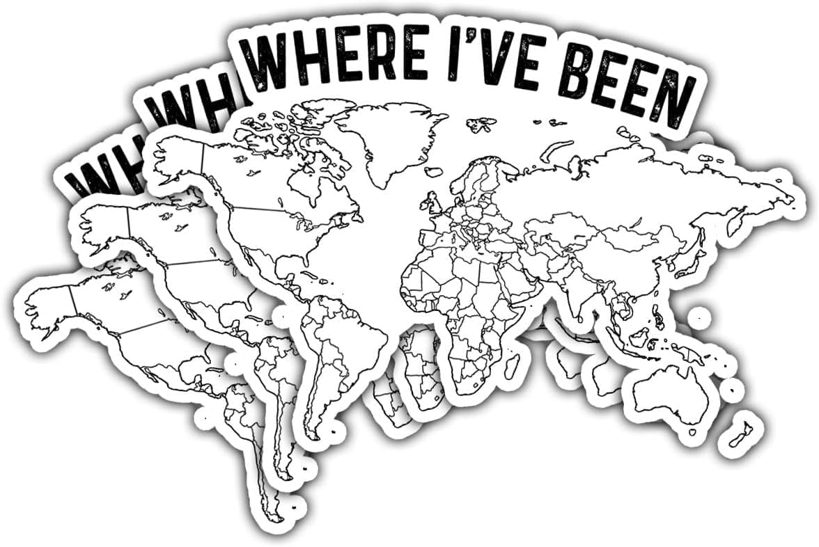 (3Pcs) Where I've Been Map Vinyl Coloring Sticker, Where I Have Been ...