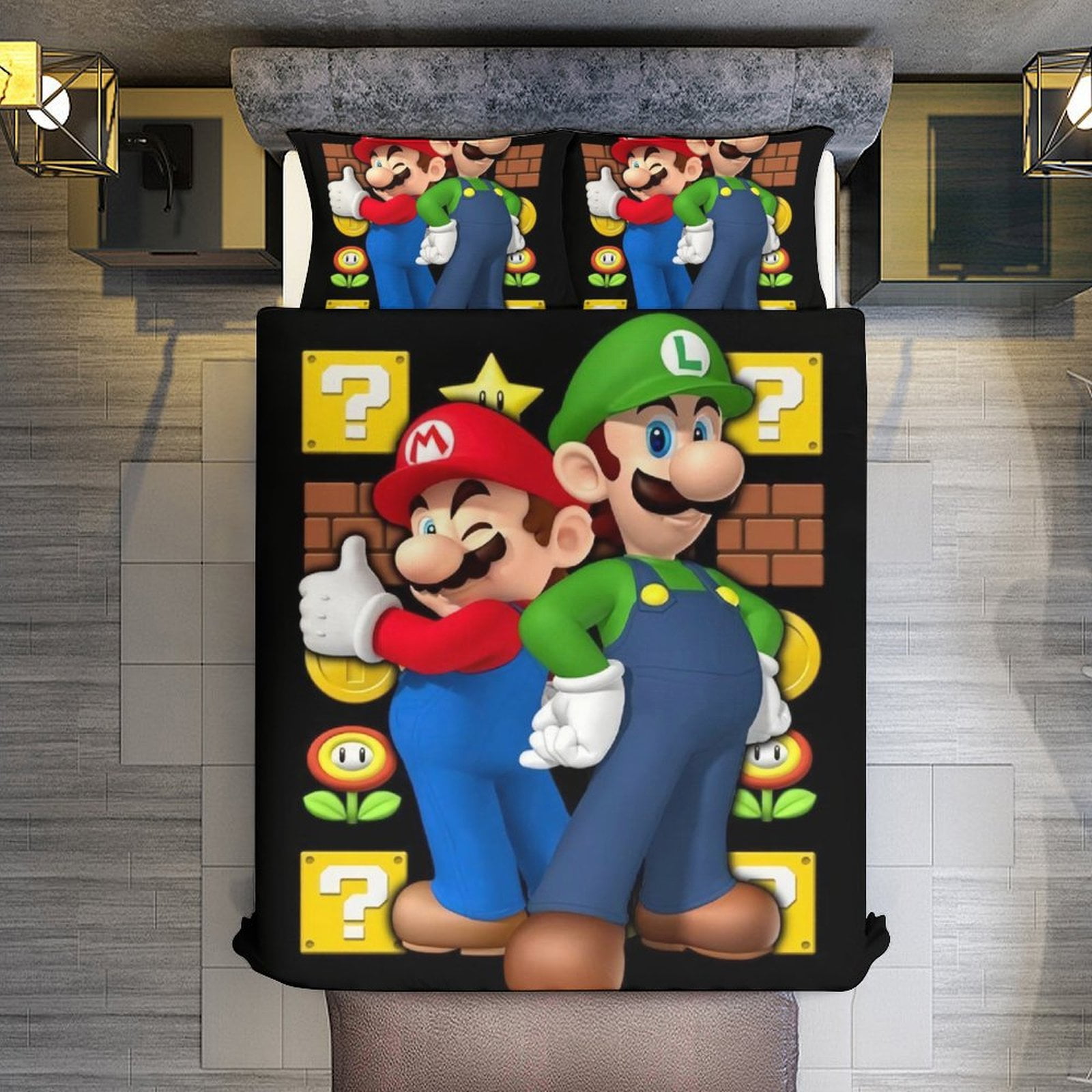 3Pcs Mario And Luigi Performance Duvet Cover with 2 Pillowcases for ...