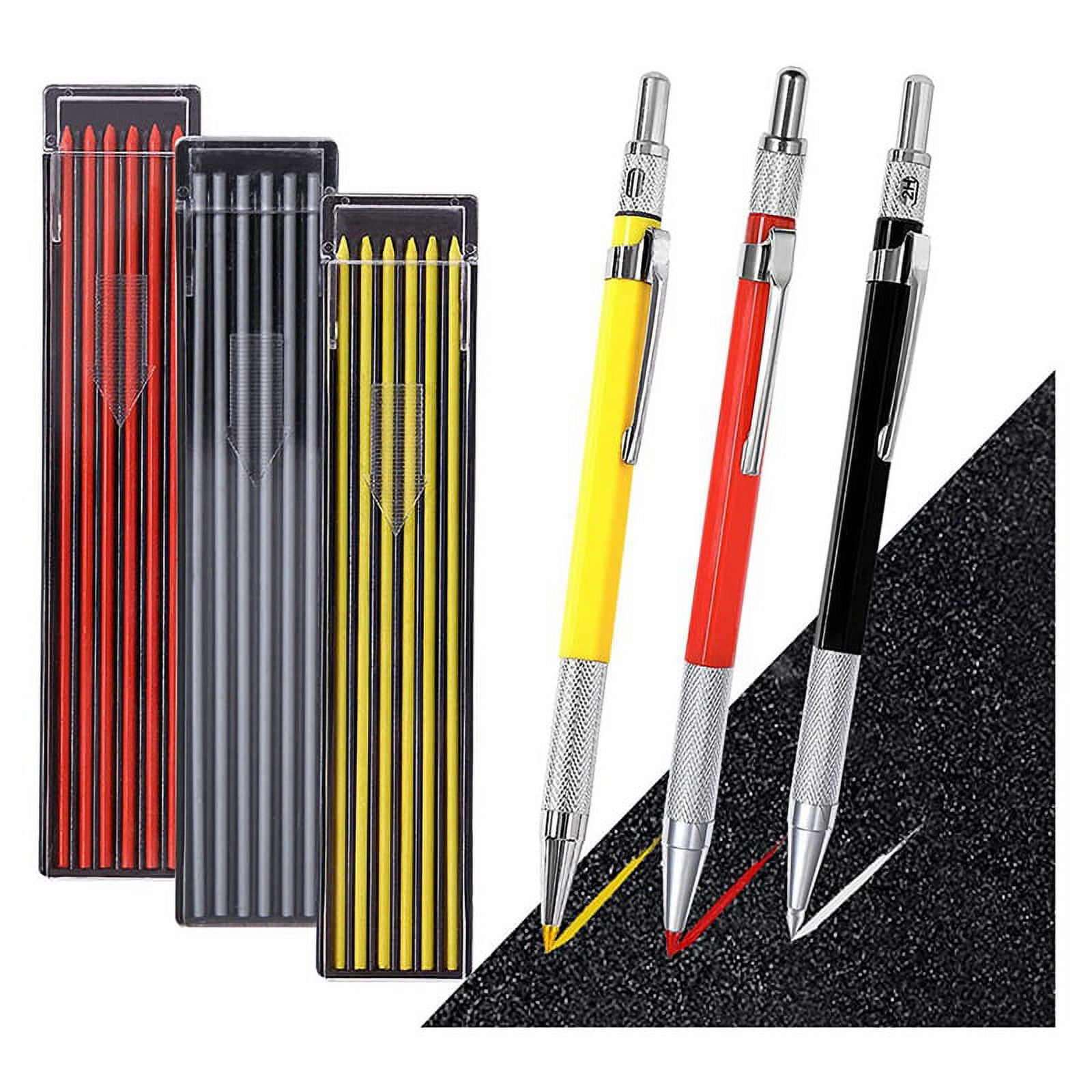 3Pcs Mechanical Carpenter Pencils Set with Built-In Sharpener for Steel ...
