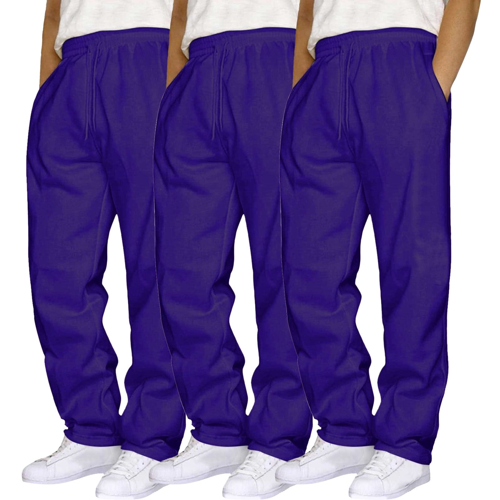 3Pcs Men's Hip Hop Solid Track Pants Lace-Up Cuff Joggers Lounge Pants ...