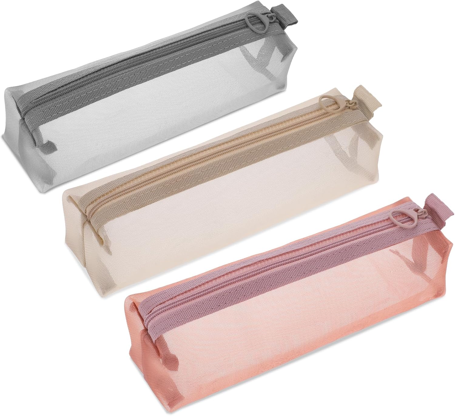 3Pcs Mesh Makeup Brush Bag, Small Makeup Pouch with Zipper Portable ...
