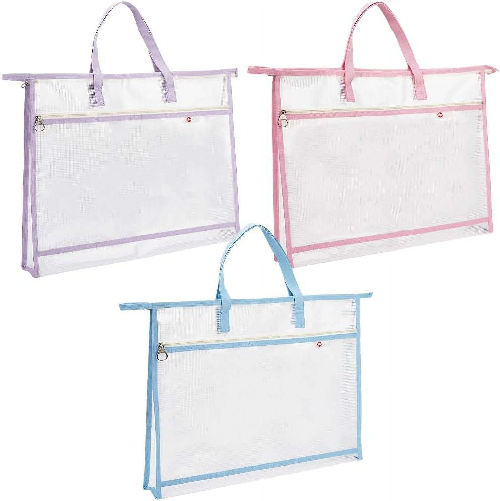 3Pcs Mesh Project Bags with Handles A3 Rectangle 3 Colors PVC Colorful ...