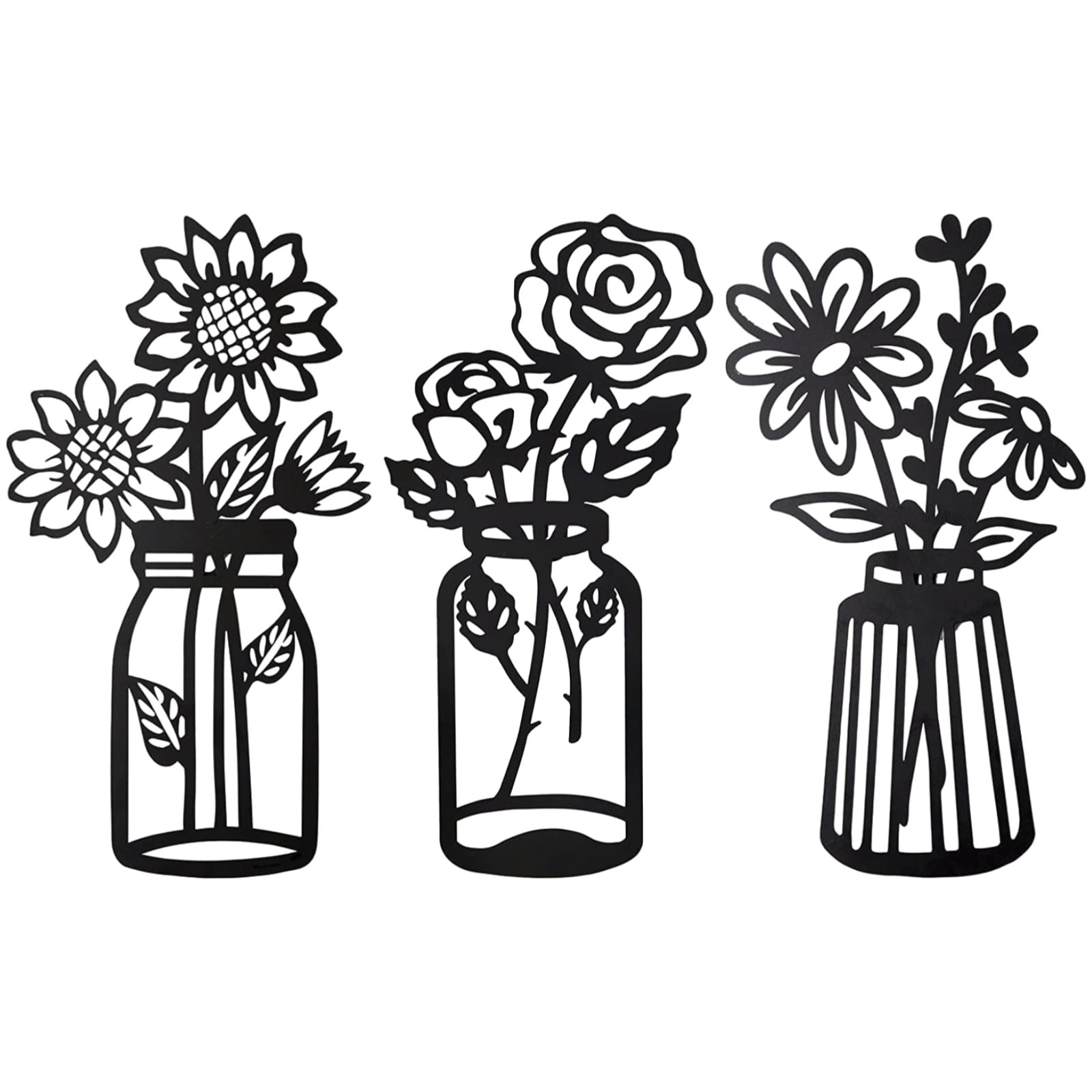 3Pcs Metal Flower Wall Decors, Farmhouse Wall Art, Rustic Iron Wall ...