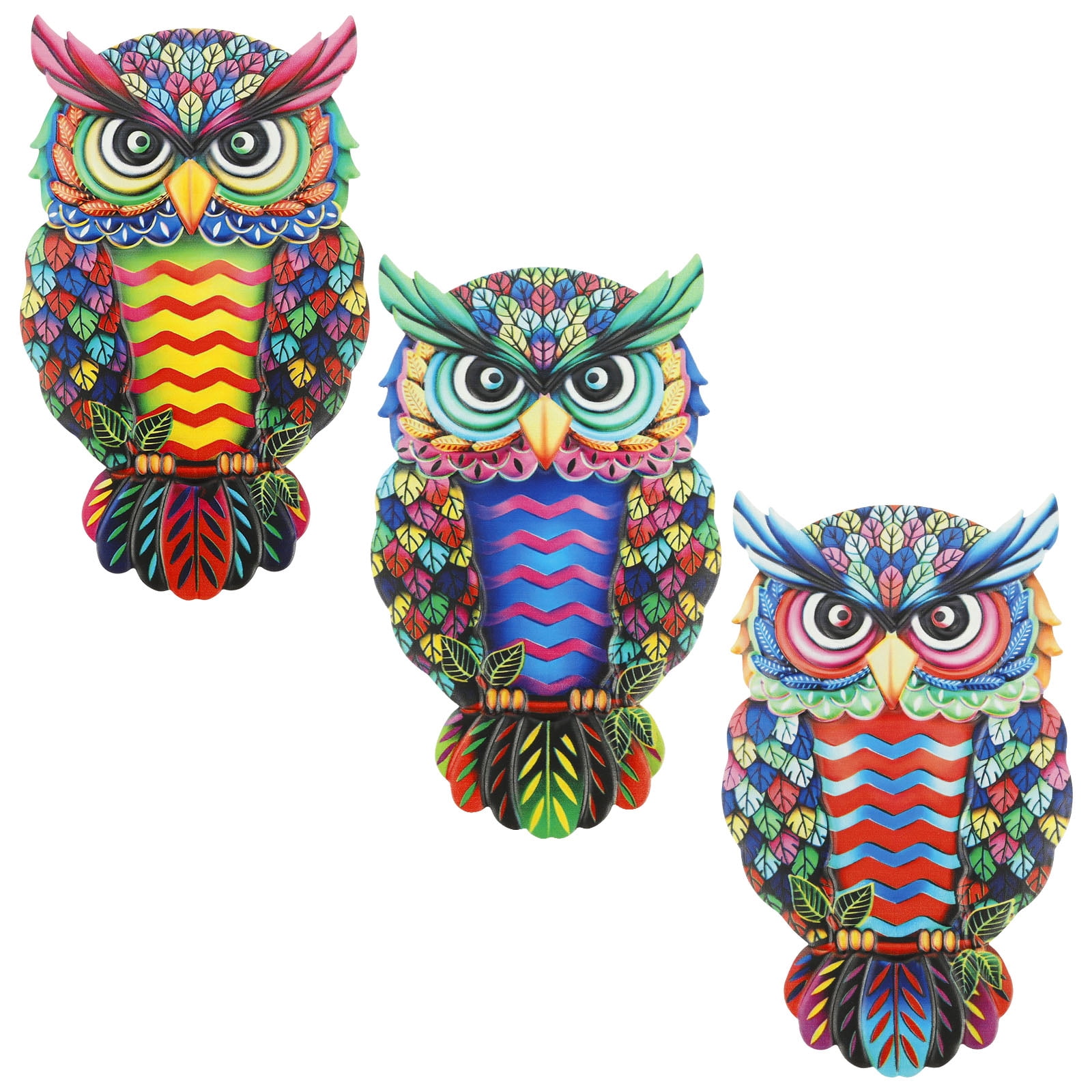 3Pcs Metal Owl Wall Art Decor Hanging Owl Wall Sculptures Outdoor ...