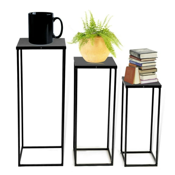 3Pcs Metal Plant Stand Column Vase Rack Black Mid Century Plant Potted ...