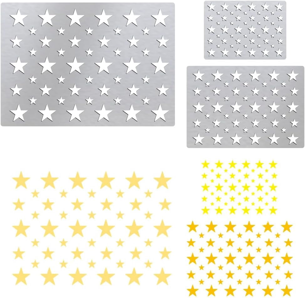 3Pcs Metal Stencils for Wood Burning 50 Star Stencils 3 Sizes American ...