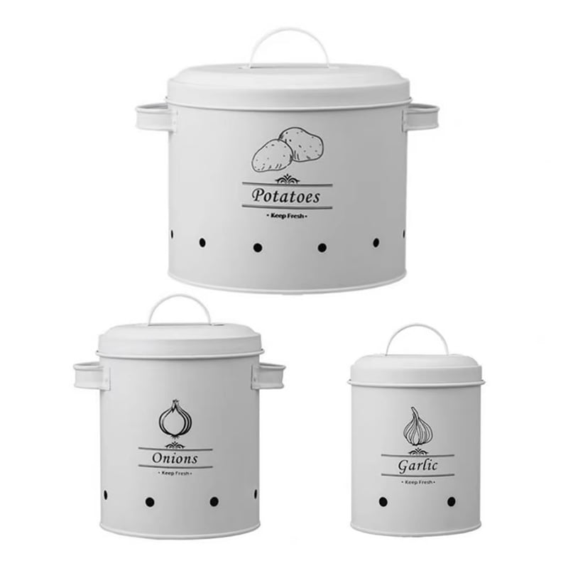 3Pcs Metal Storage Bucket Set with 360-Degree Ventilation System Large ...