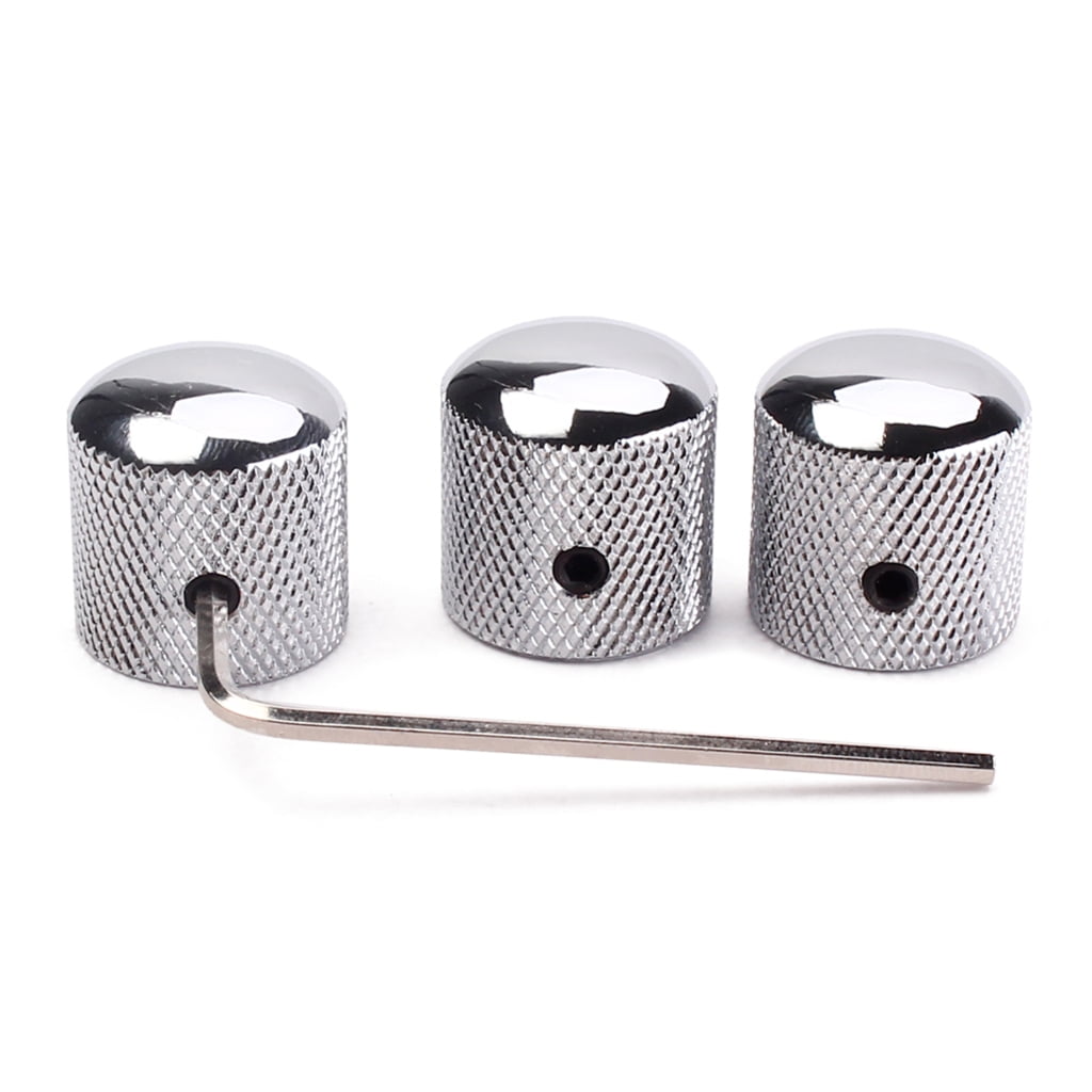 3Pcs Metal Volume Tone Control Knobs with Allen Keys Electric Guitar ...