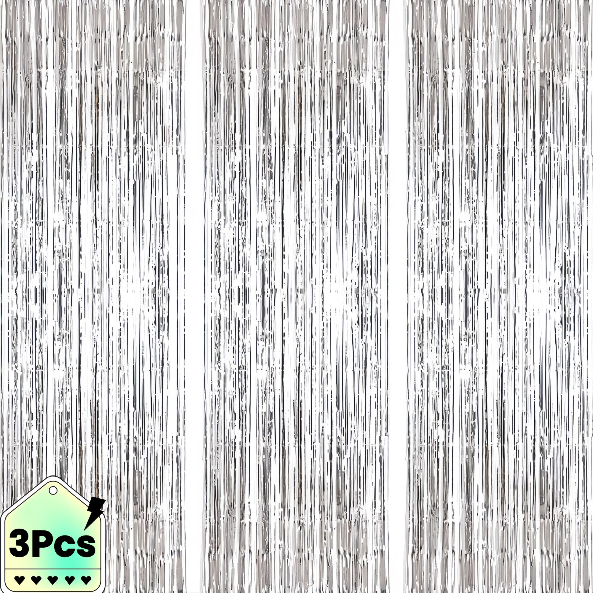 3Pcs Metallic Tinsel Foil Fringe Curtains,3.28ft x 6.56ft Photo Booth ...