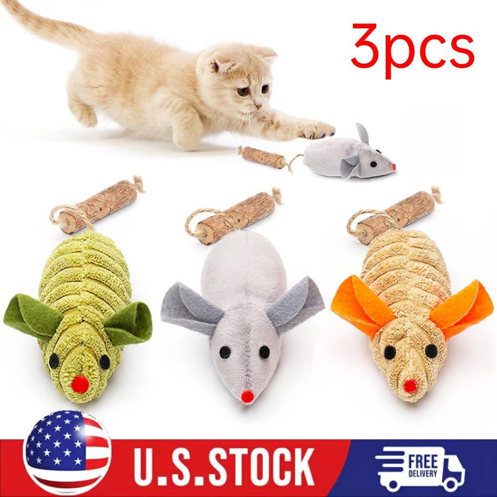 3Pcs Mice Cat Toys Interactive Catnip Silvervine Animals Toys for ...