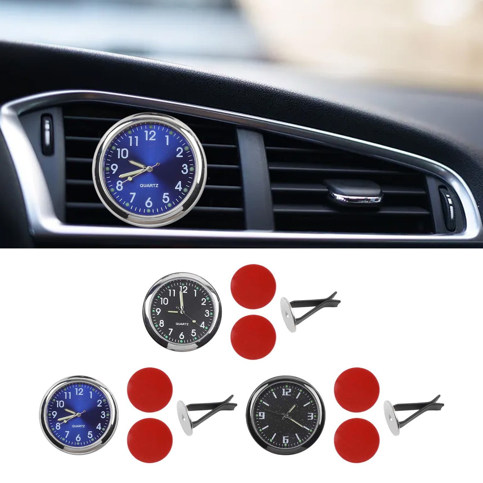 3pcs Mini Digital Car Dashboard Quartz Clocks Luminous Dashboard Clocks ...