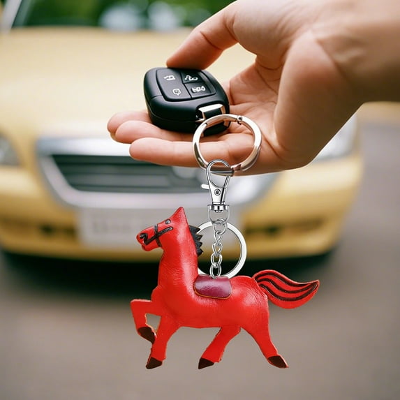 3Pcs Mini Horse Keychain under $5! kkbbma Cowhide Leather Keychain ...