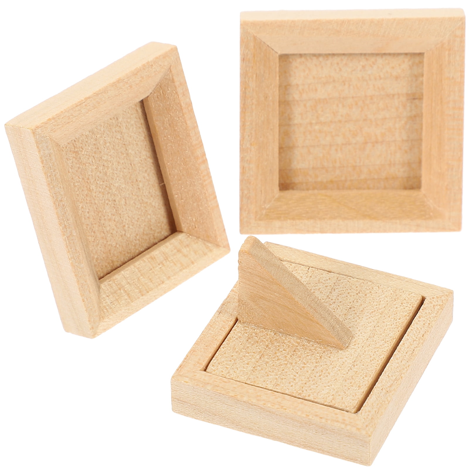 3 Pieces Miniature Wooden Picture Frames for Dollhouse Decoration, Tiny ...