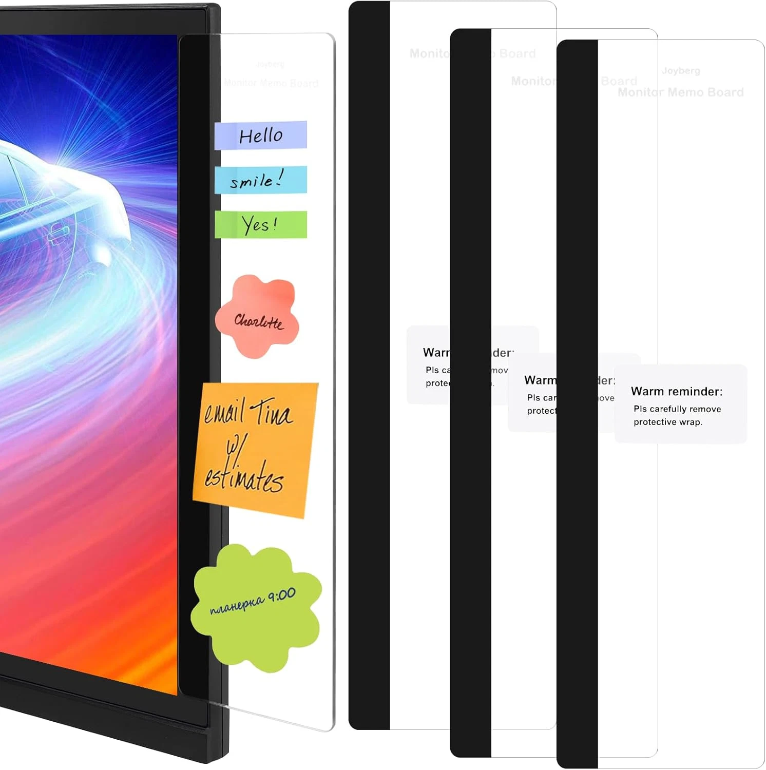 3Pcs Monitor Memo Board - Sticky Note Holder For Computer Monitor ...