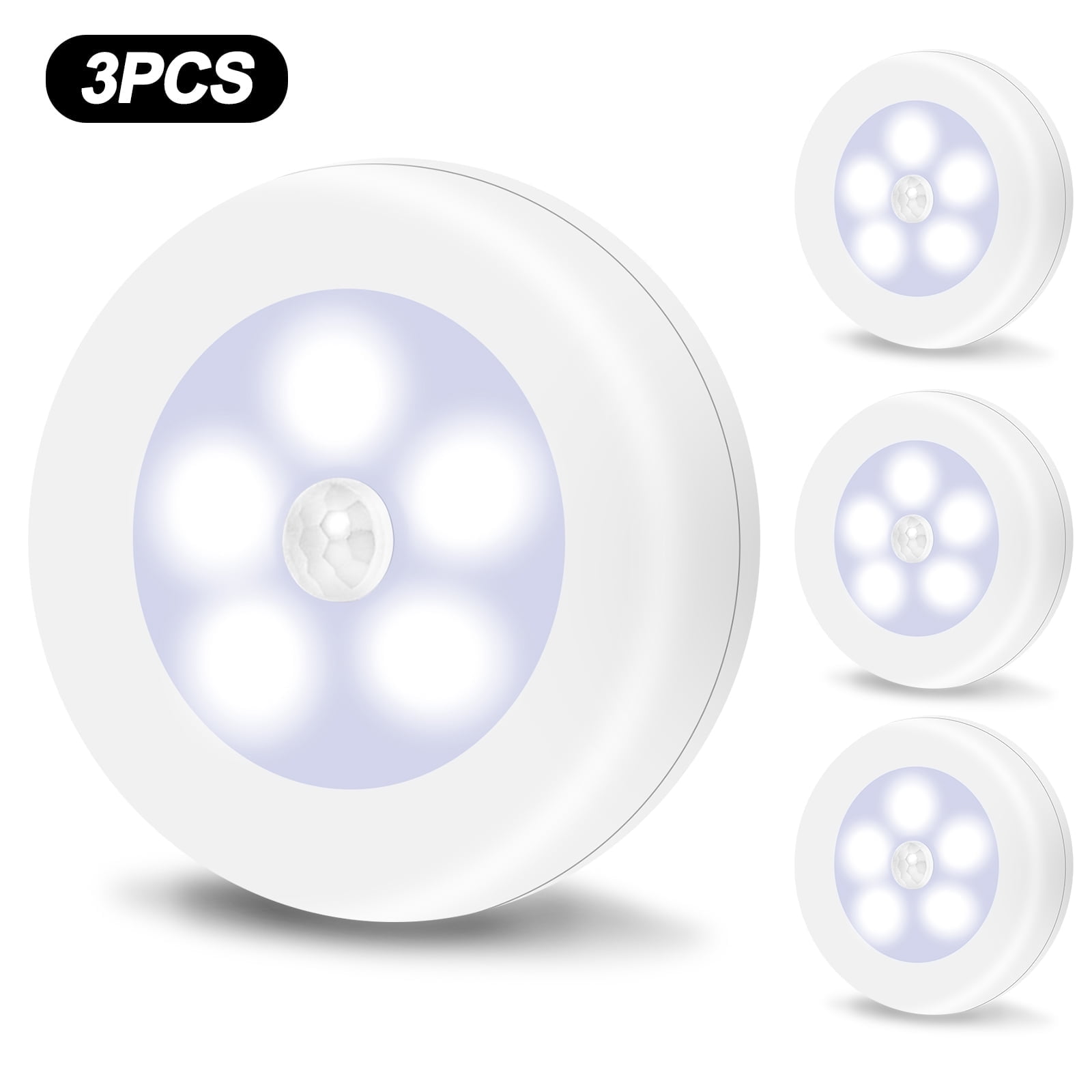 3Pcs Motion Sensor Lights Indoor AAA Battery Operated, Stick on LED ...