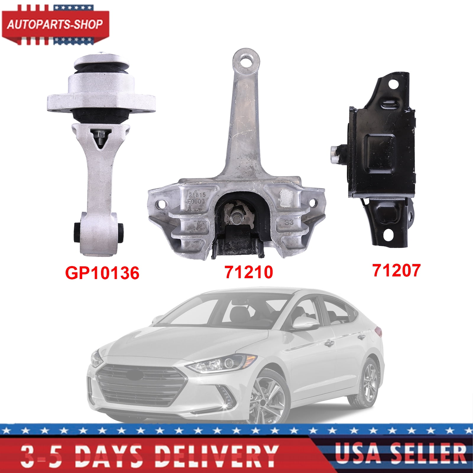 Zcargel 3Pcs Motor & Transmission Mount Set for 2017-2018 for Hyundai ...