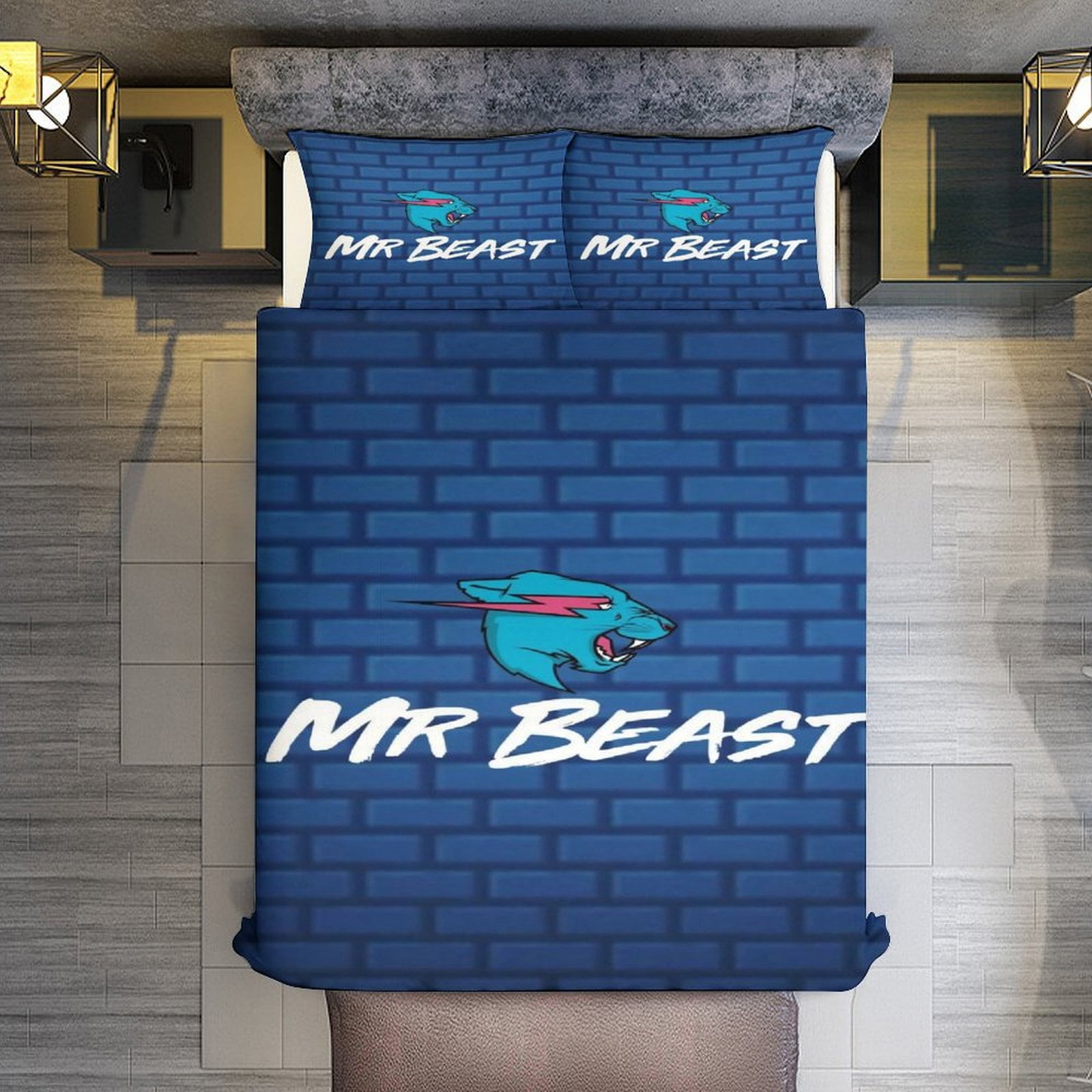3Pcs MrBeast LoGo Duvet Cover with 2 Pillowcases for Teens Girls Kids ...