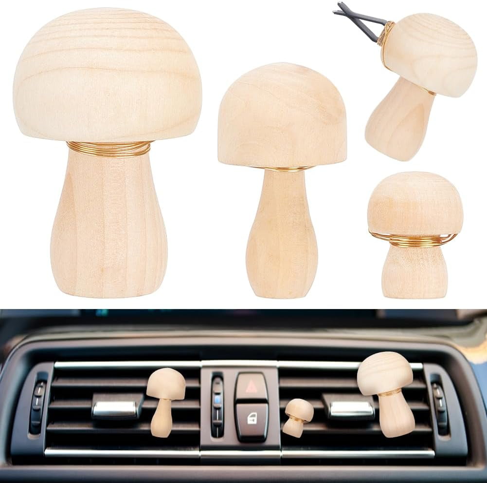 3pcs Mushroom Air Vent Clips Mushroom Wood Vent Clips Handmade Scents