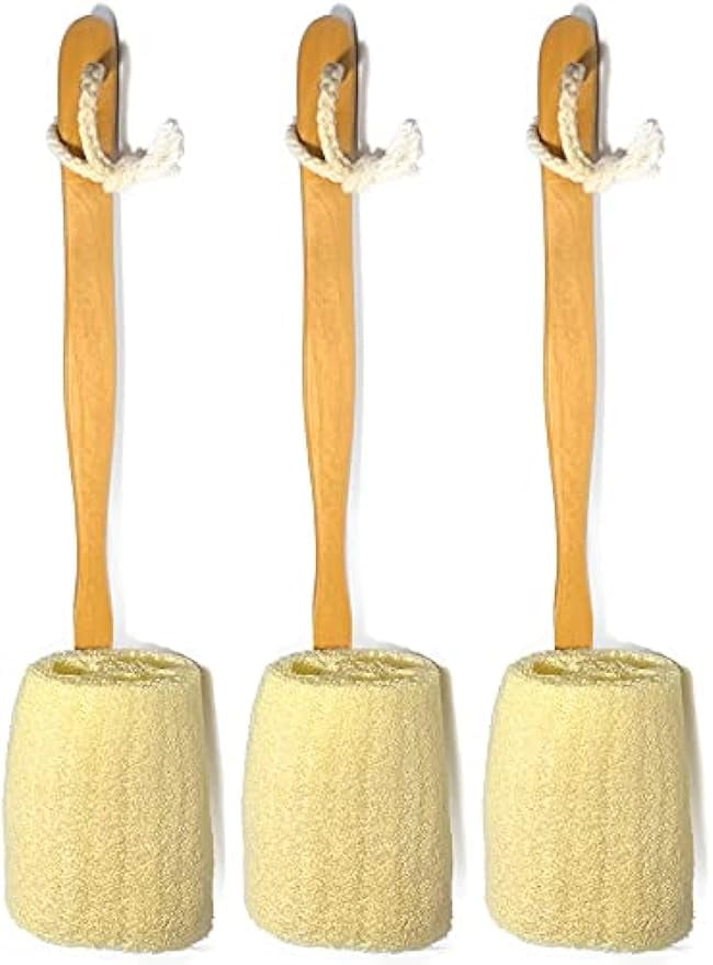 3Pcs Natural Exfoliating Loofah luffa loofa Bath Brush On a Stick ...