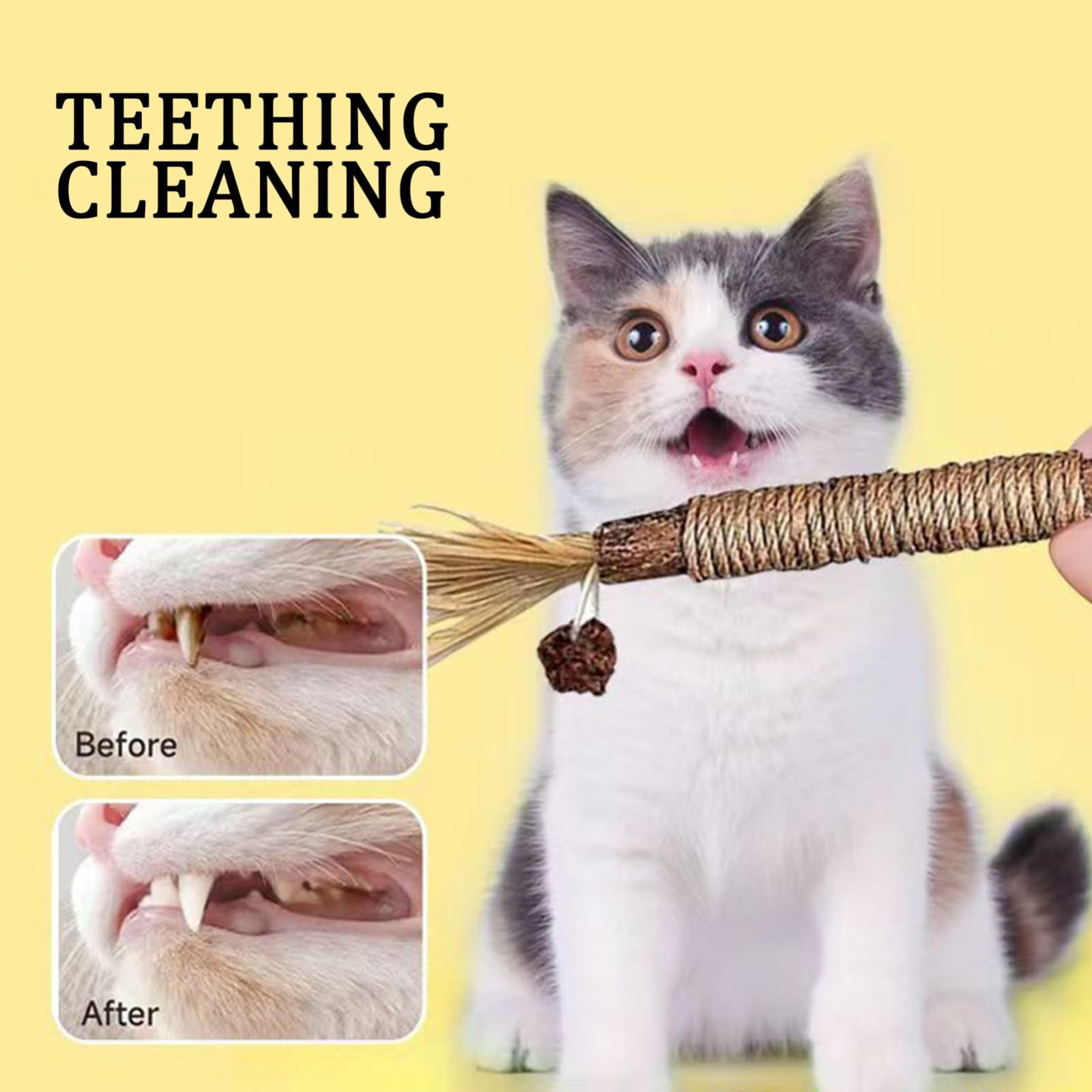 3Pcs Natural Silvervine Chew Stick,Made From Raffia Material For Cats ...