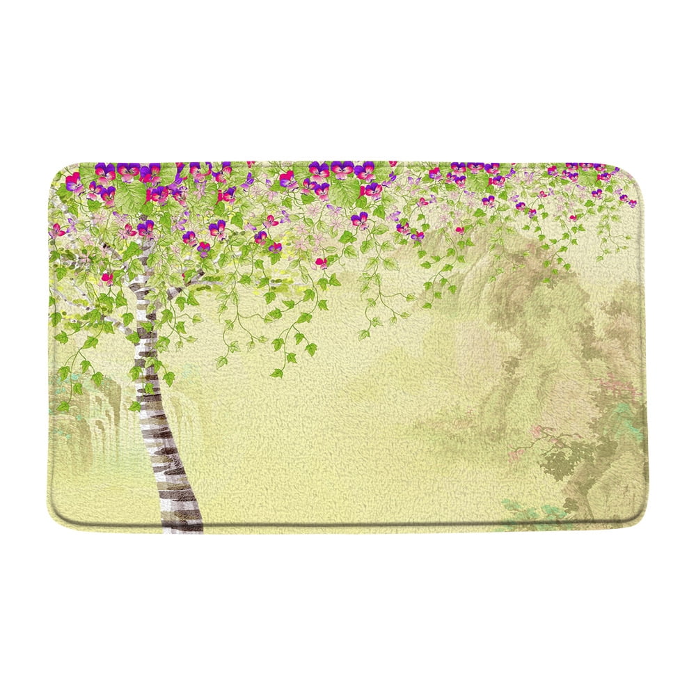 3Pcs Nature Scenery Bath Mat Set Flowers Blooming Garden Green Plant ...