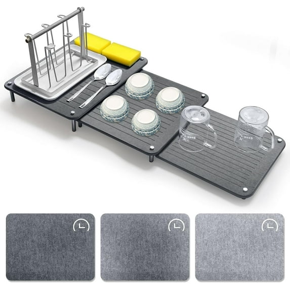 3Pcs Nesting Stone Drying Mat for Kitchen Counter, Quick Drying Stone ...