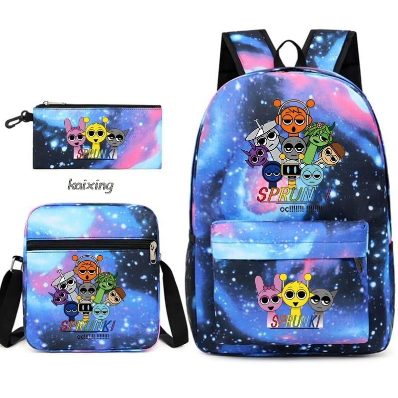 3Pcs New Sprunki Anime Print Backpack Set, With Tote and Pouch, Large ...