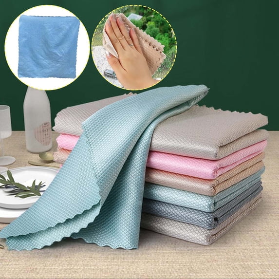 3Pcs Non Scratch Dish Cloth, Yannianjz Fish Scale Dishcloths, Lint-Free ...
