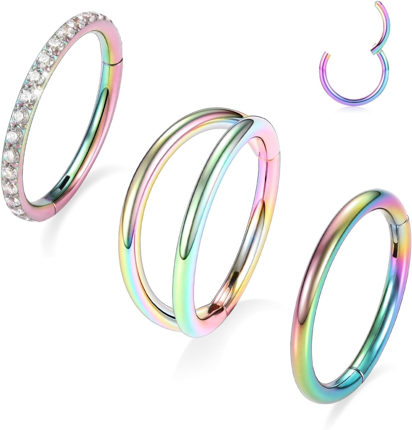 3Pcs Nose Rings Hoops Double Nose Ring 316L Surgical Steel Cartilage ...