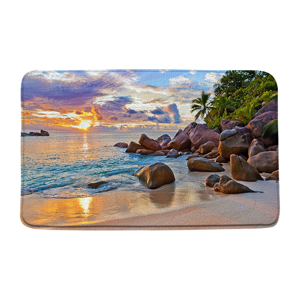 3Pcs Ocean Beach Bath Mat Set Star Conch Palm Tree Fish Nature ...