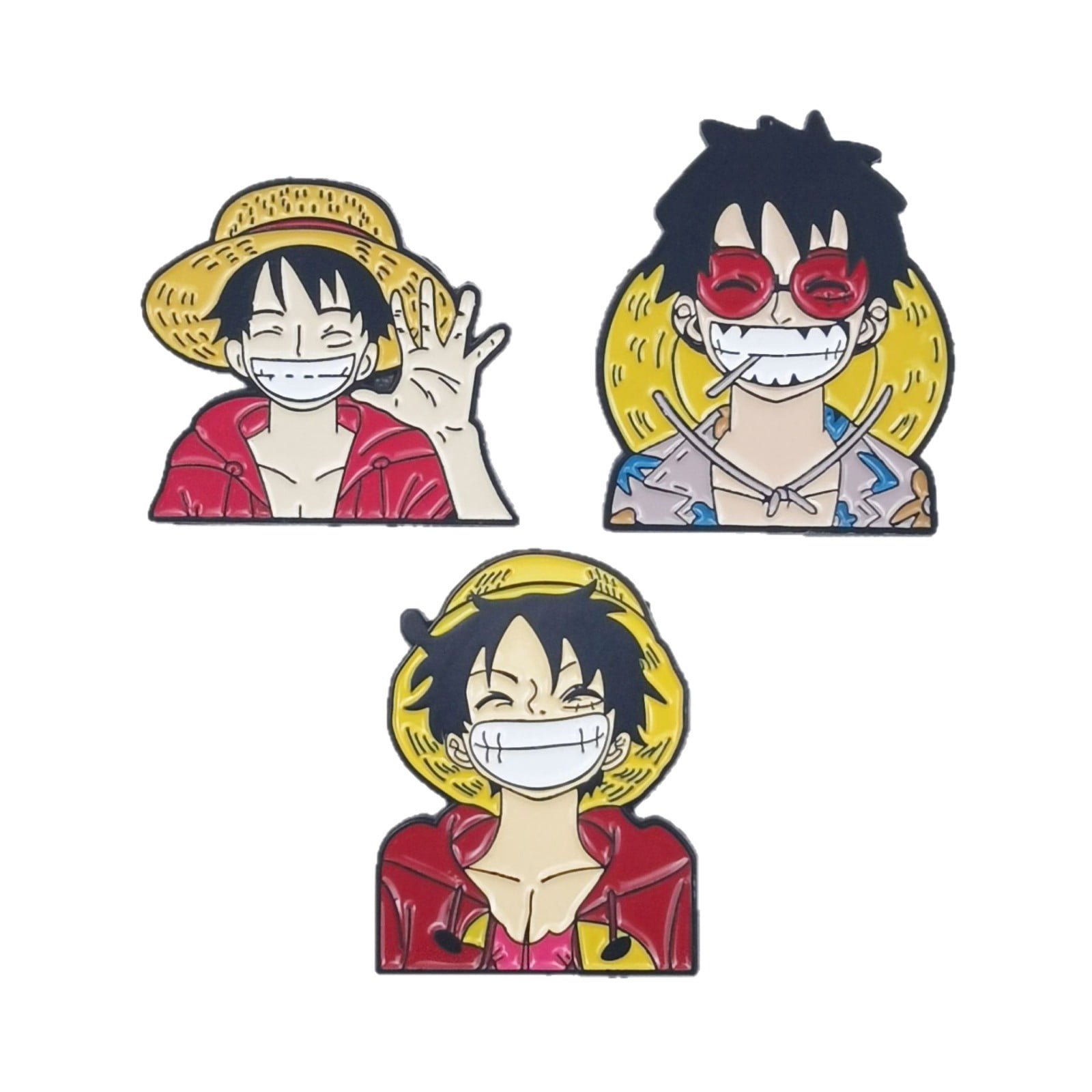 3Pcs One Piece Monkey D. Luffy Pins Set,Anime Cartoon Brooches for ...