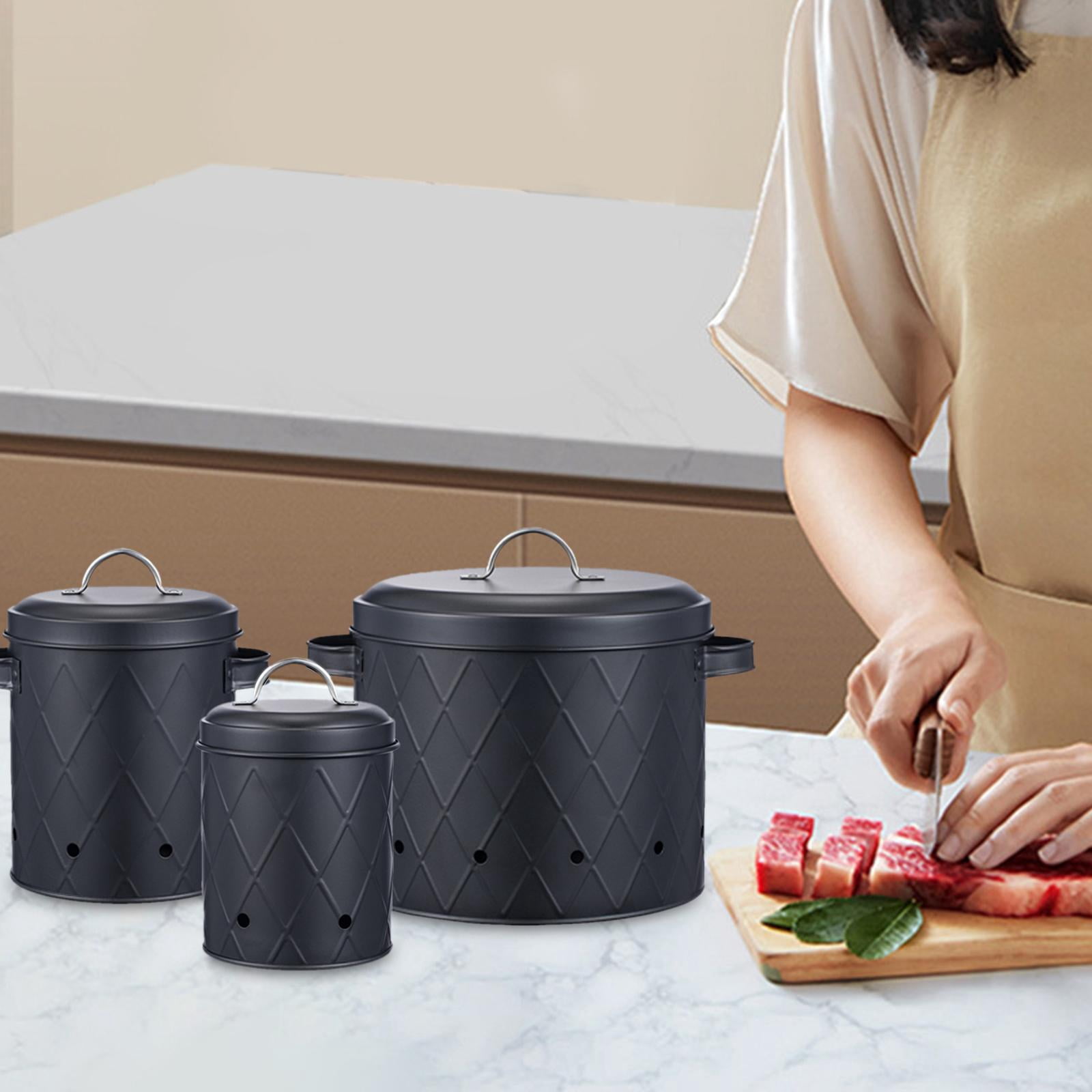 3Pcs Onion Storage Garlic Keeper, Farmhouse Kitchen Canisters Set, Tins ...