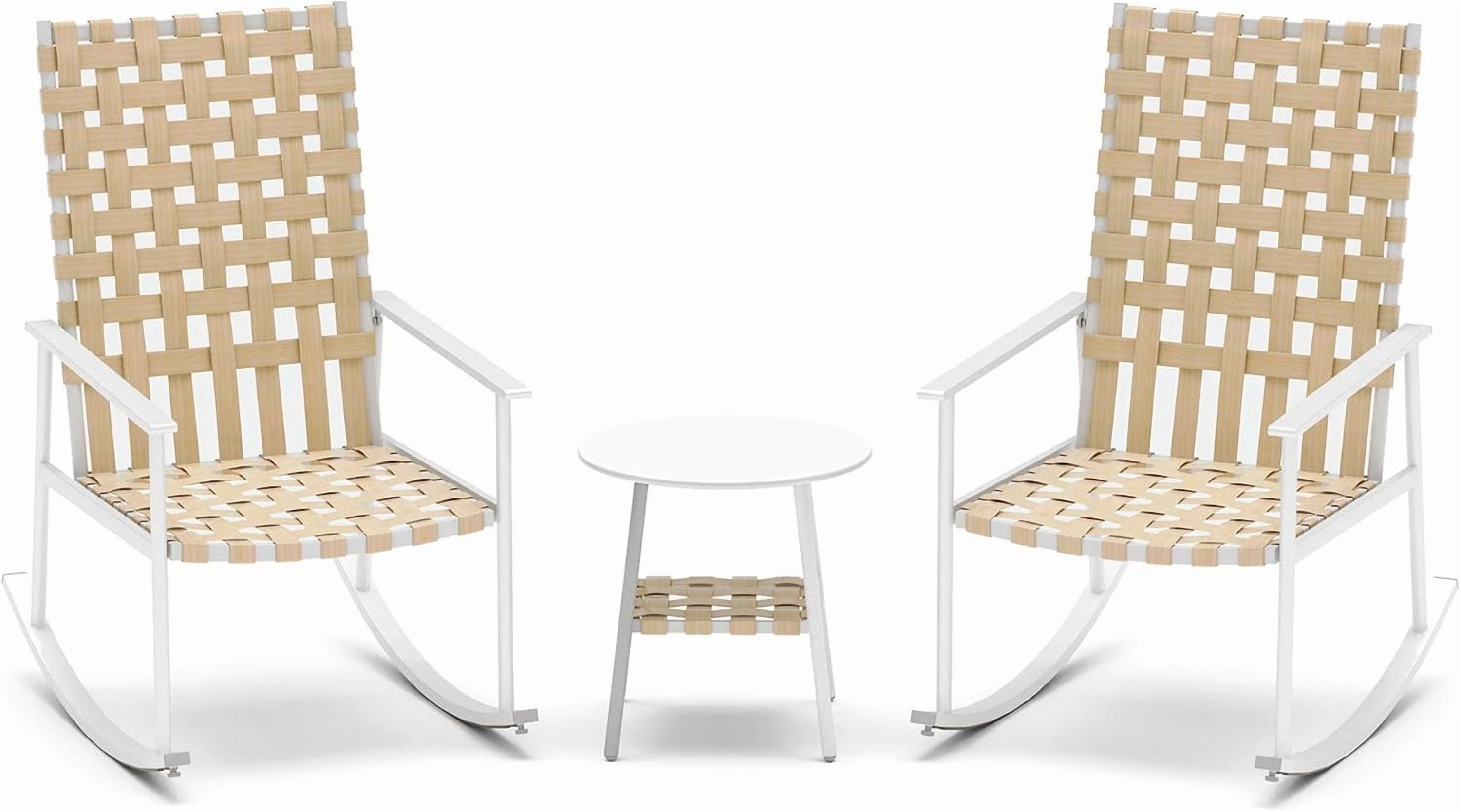 3Pcs Outdoor Rocking Bistro Set, Small Patio Furniture Set with 2-Tier ...