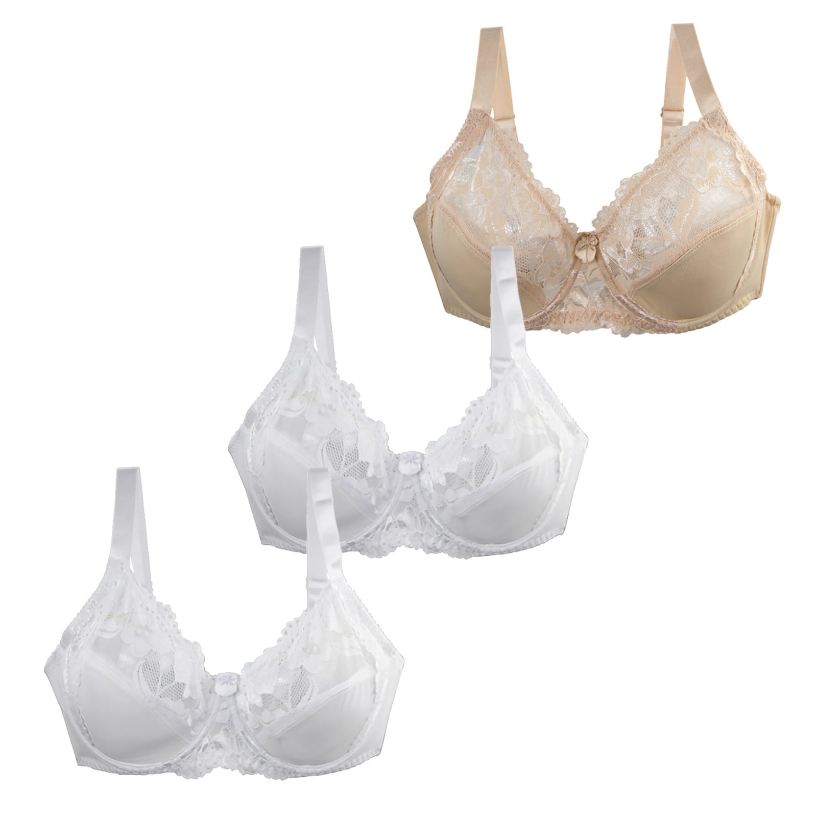 3Pcs Oversize Full Coverage Bras for Women Seamless Plus Size Lounge ...