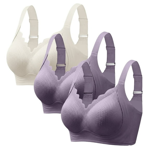 3Pcs Oversize Plus Size Bras for Women Strtch Oversized Lounge Wireless ...